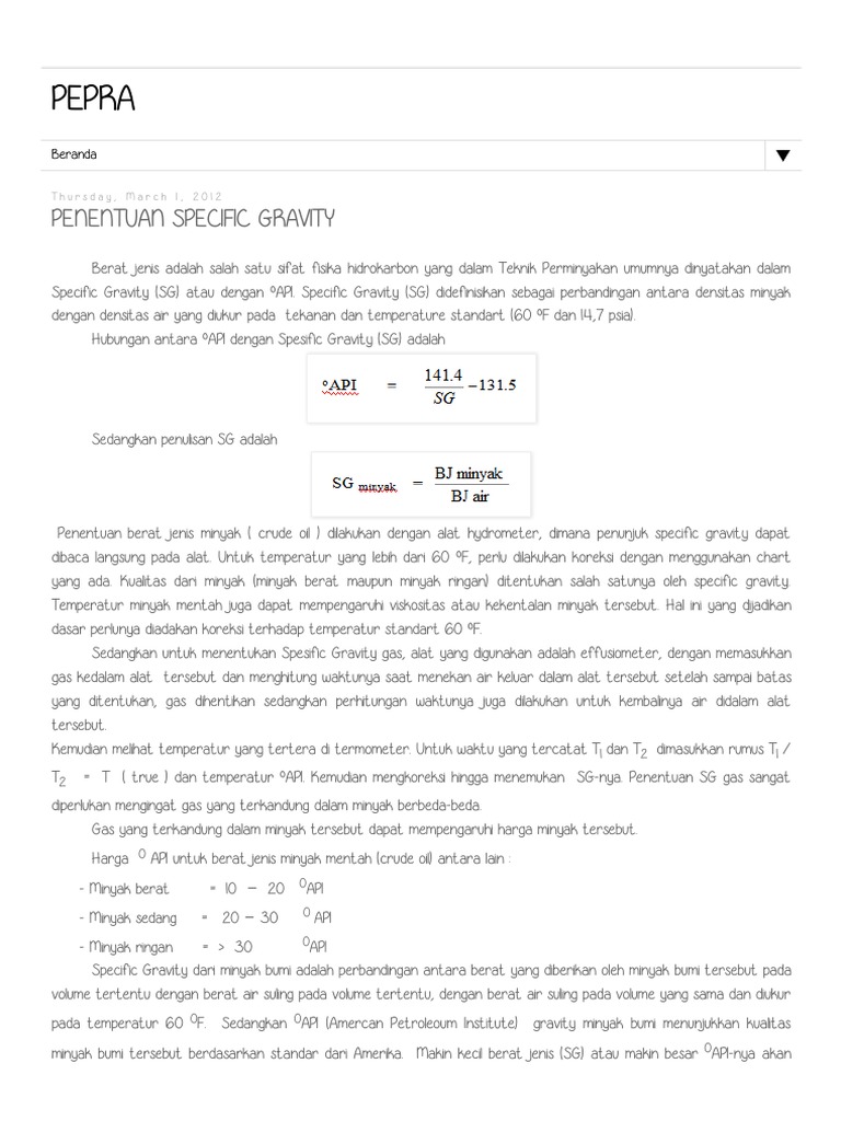 Pepra: Penentuan Specific Gravity | PDF