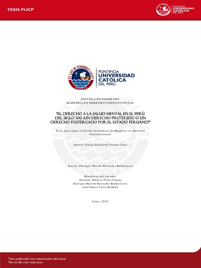 Ticona Cano Paola Salud Mental | PDF | Perú | Salud mental