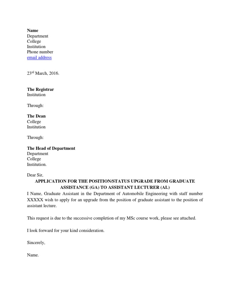 Format of Upgrade Letter | PDF