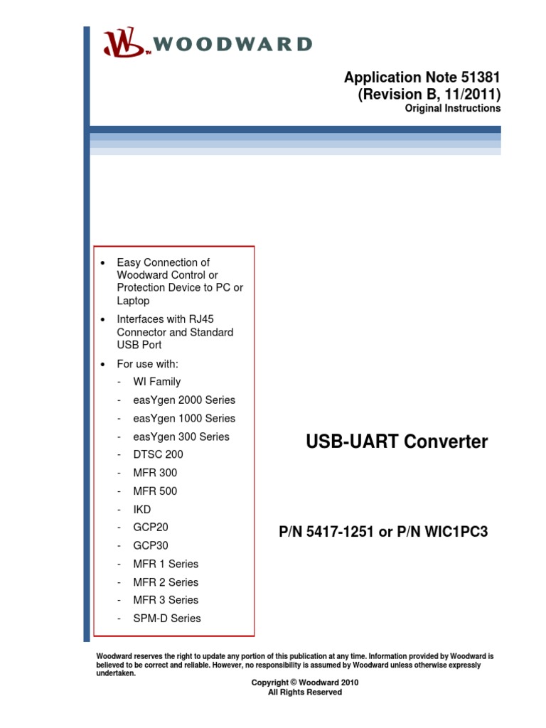 Application Note 51381 (Revision B, 11/2011) : USB-UART Converter | PDF | Usb | Electrical Connector
