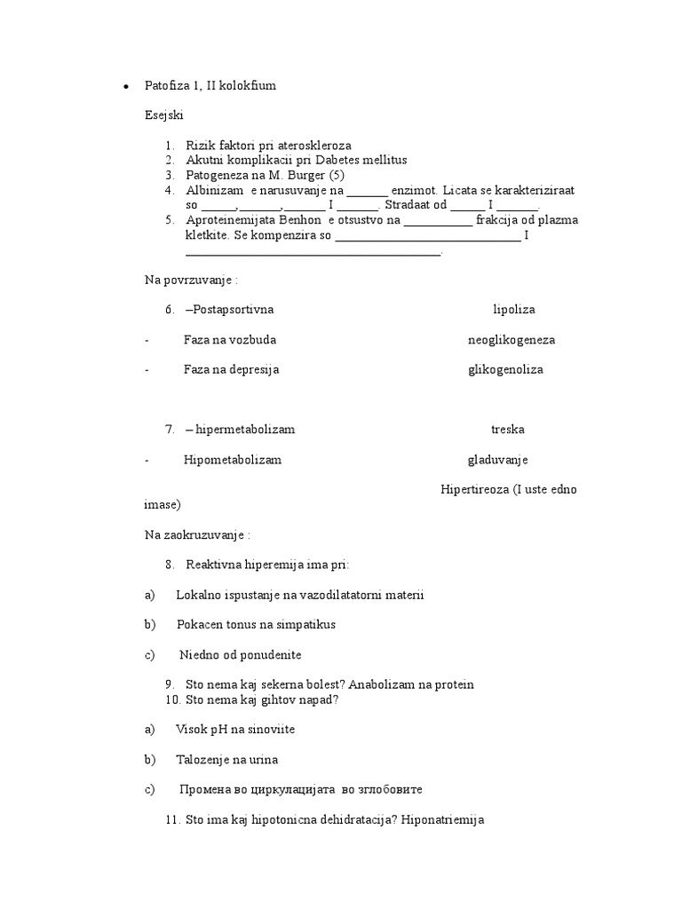 Patofiza 1 Vtor Kolkivum | PDF