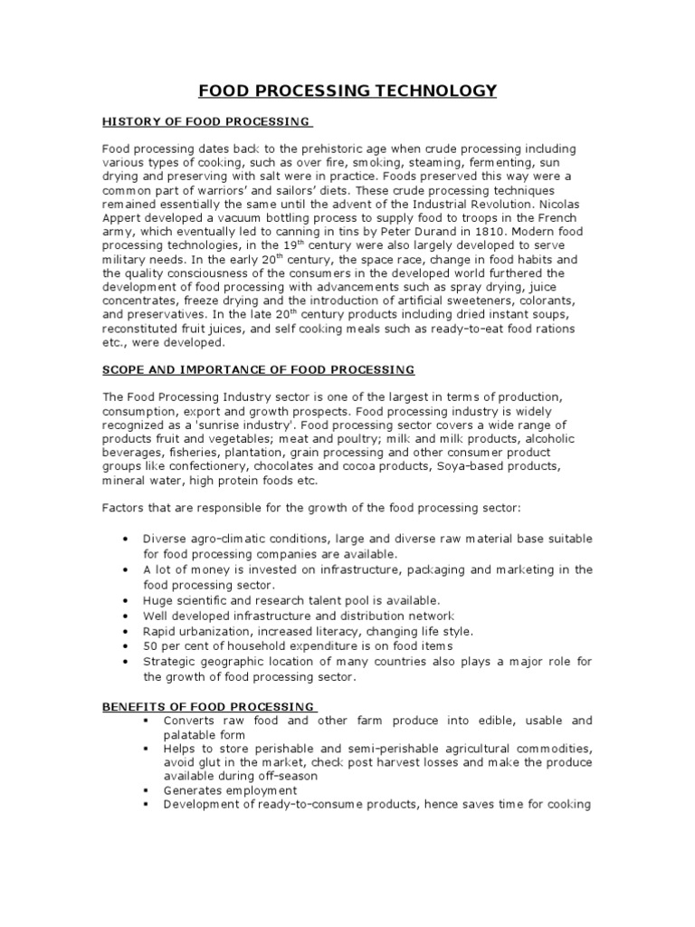 History of Food Processing | PDF | Food Preservation | Food Processing