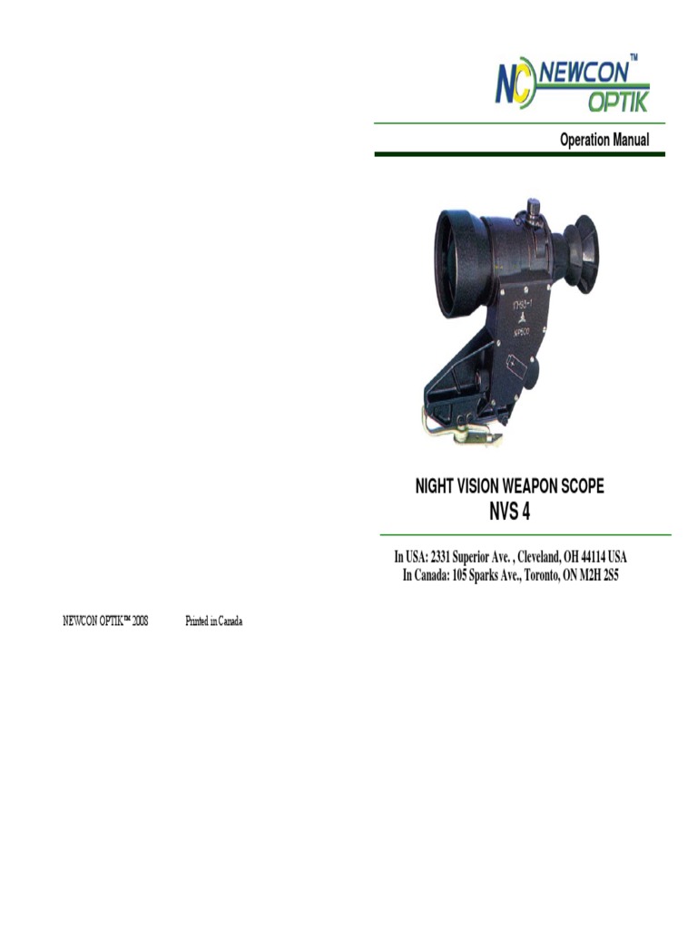 Operation Manual: Night Vision Weapon Scope | PDF | Telescopic Sight ...