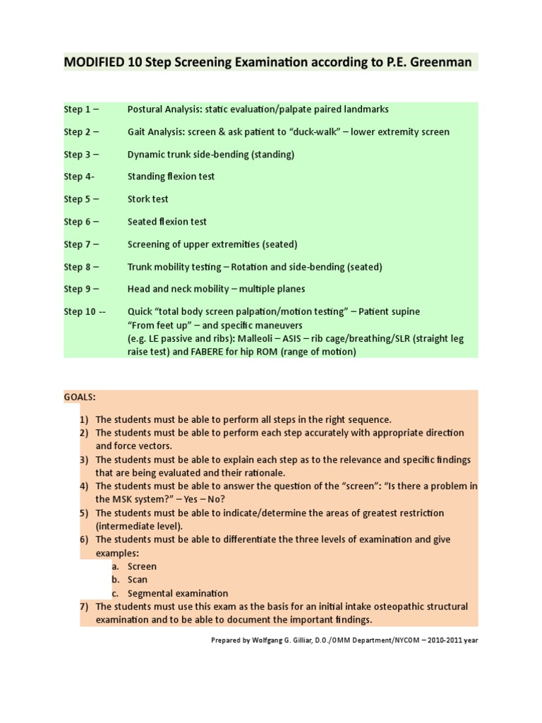 Updated - MODIFIED 10 Step Screening Examination According To P | PDF