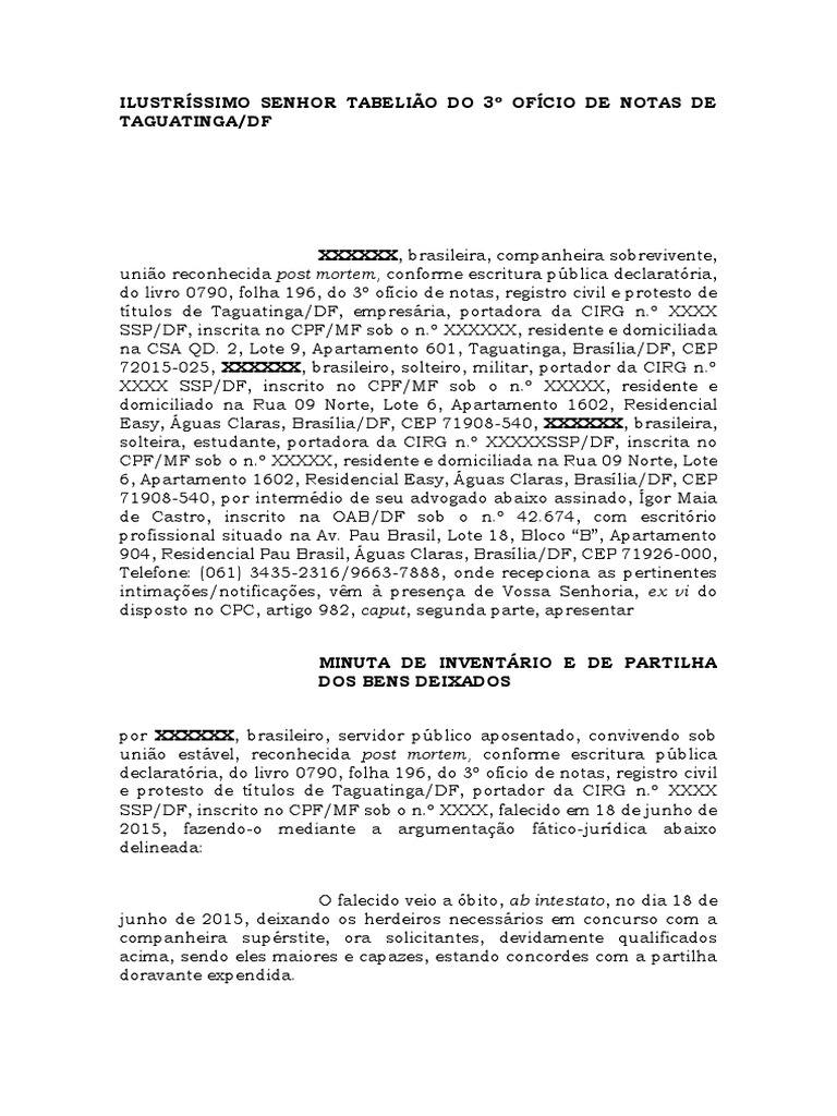 Modelo Minuta de Partilha