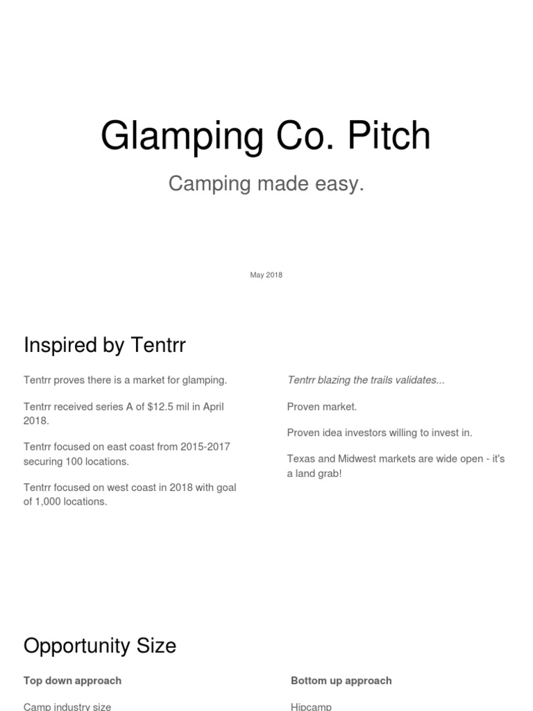 Glamping Co. Pitch Deck | PDF | Campsite | Camping