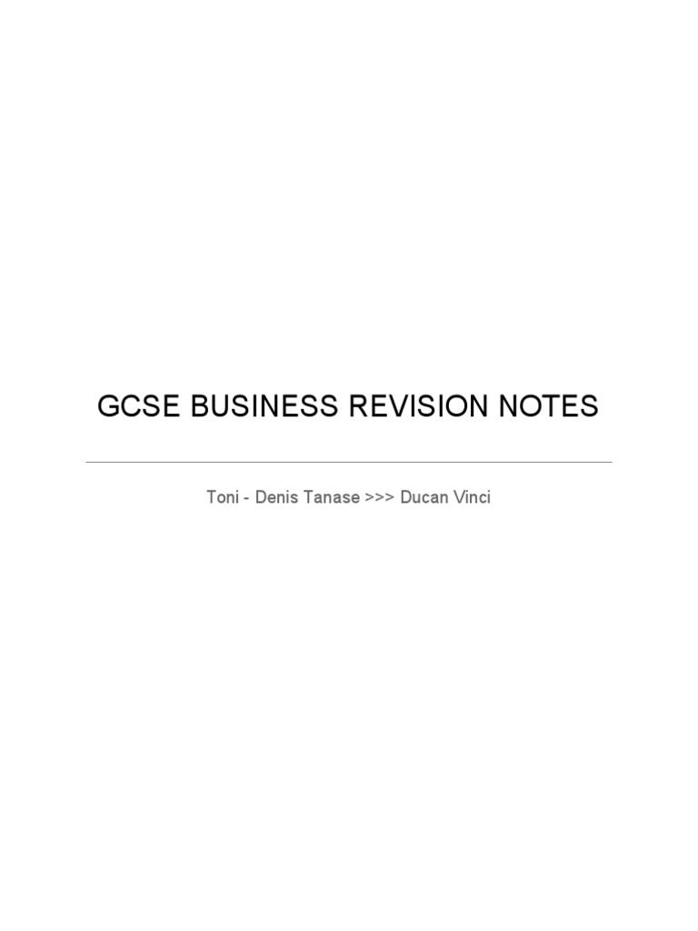 Gcse Business Revision Notes. | Download Free PDF | Franchising | Revenue
