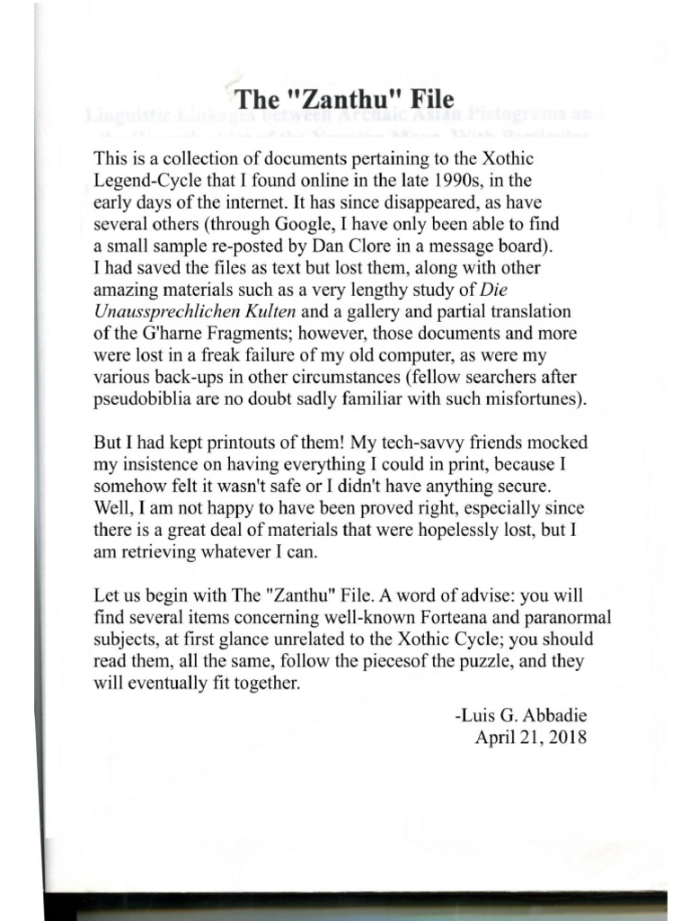 The Zanthu File | PDF