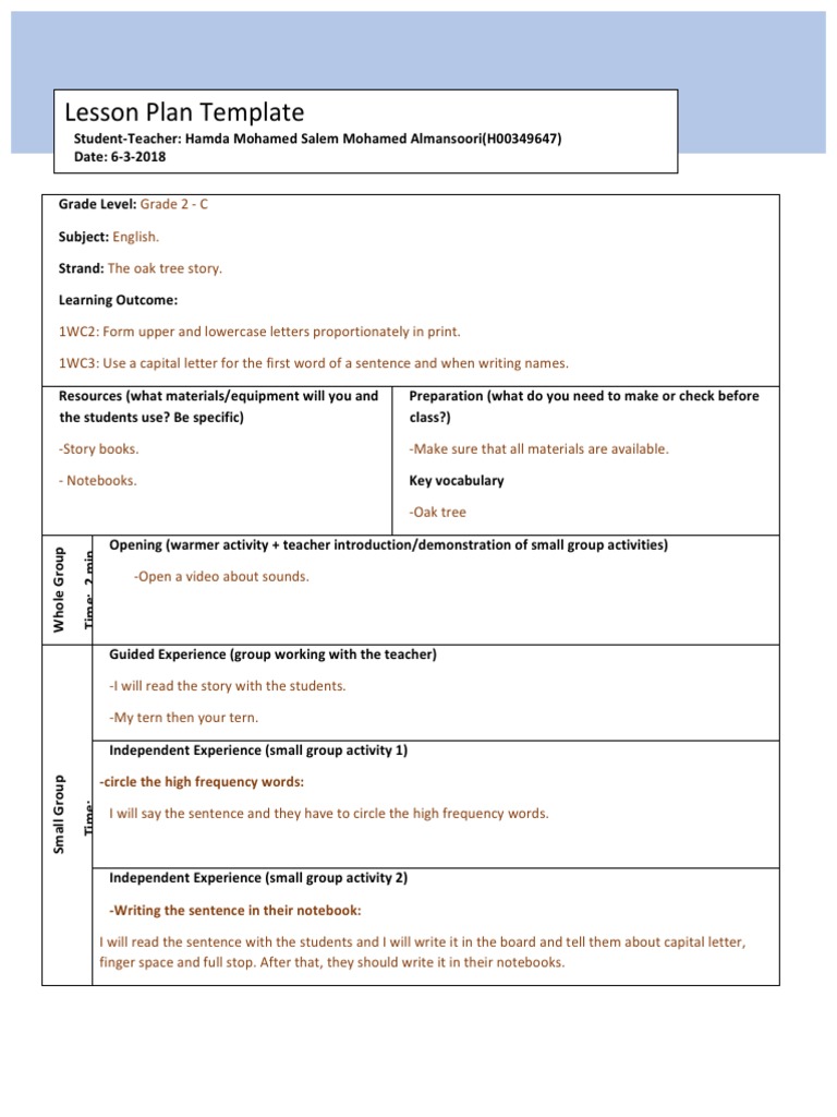 Lesson Plan Oak Tree Pdf Lesson Plan Semiotics