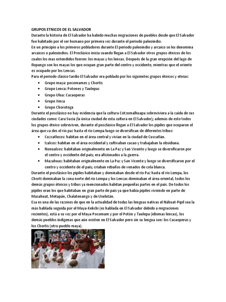 Grupos Étnicos de El Salvador | PDF | El Salvador | Sociedad de las ...