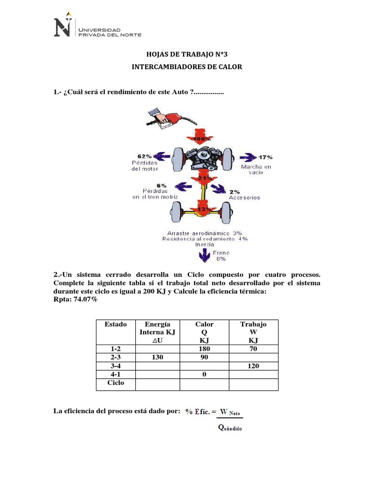Hoja de Trabajo N°4-Intercambiadores Calor | PDF | Intercambiador de ...