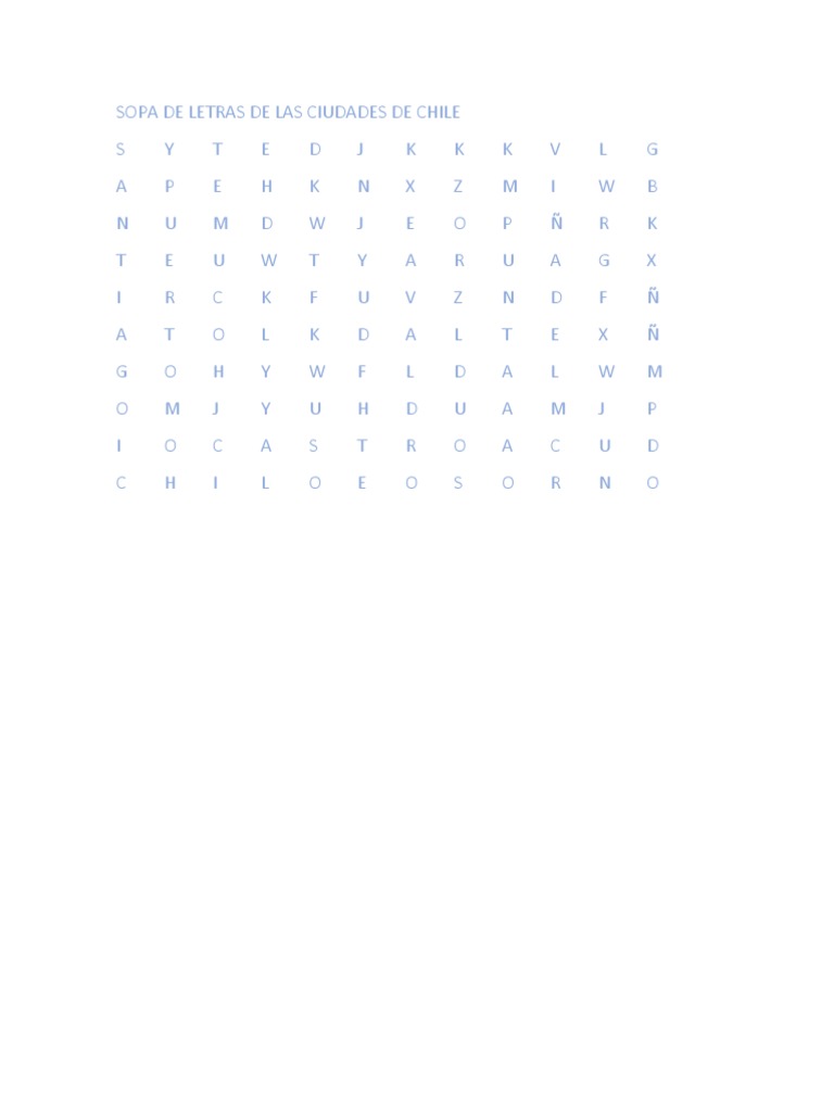 Sopa de Letras de Las Ciudades de Chile | PDF