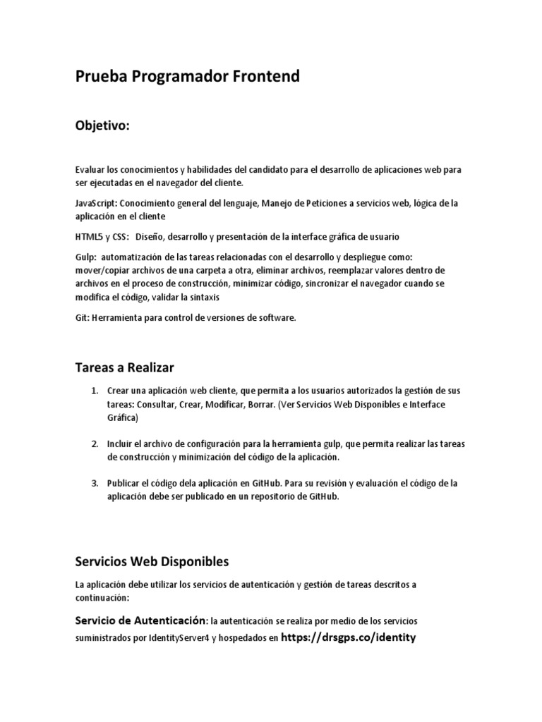 Prueba Programador Frontend | PDF | Script Java | Autenticación