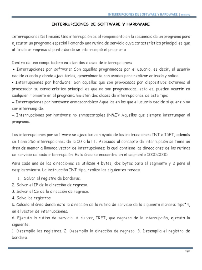 Interrupciones de Software y Hardware | PDF | Bios | Programa de computadora