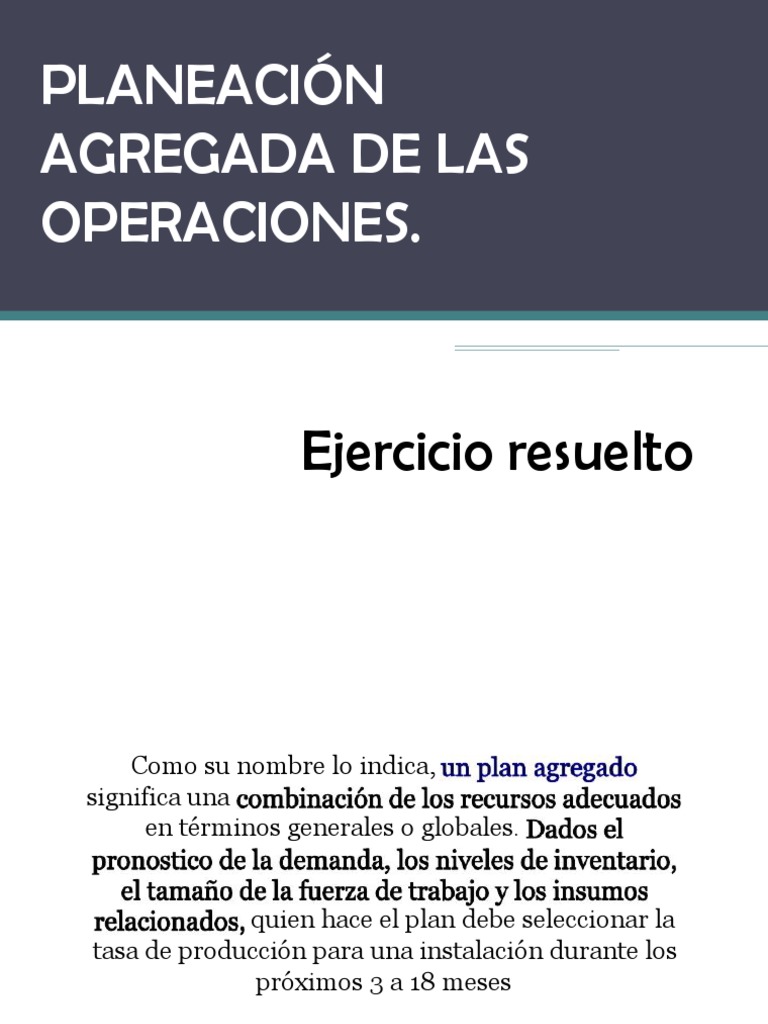 Plan Agregado de Produccion Ejercicio Resuelto | PDF