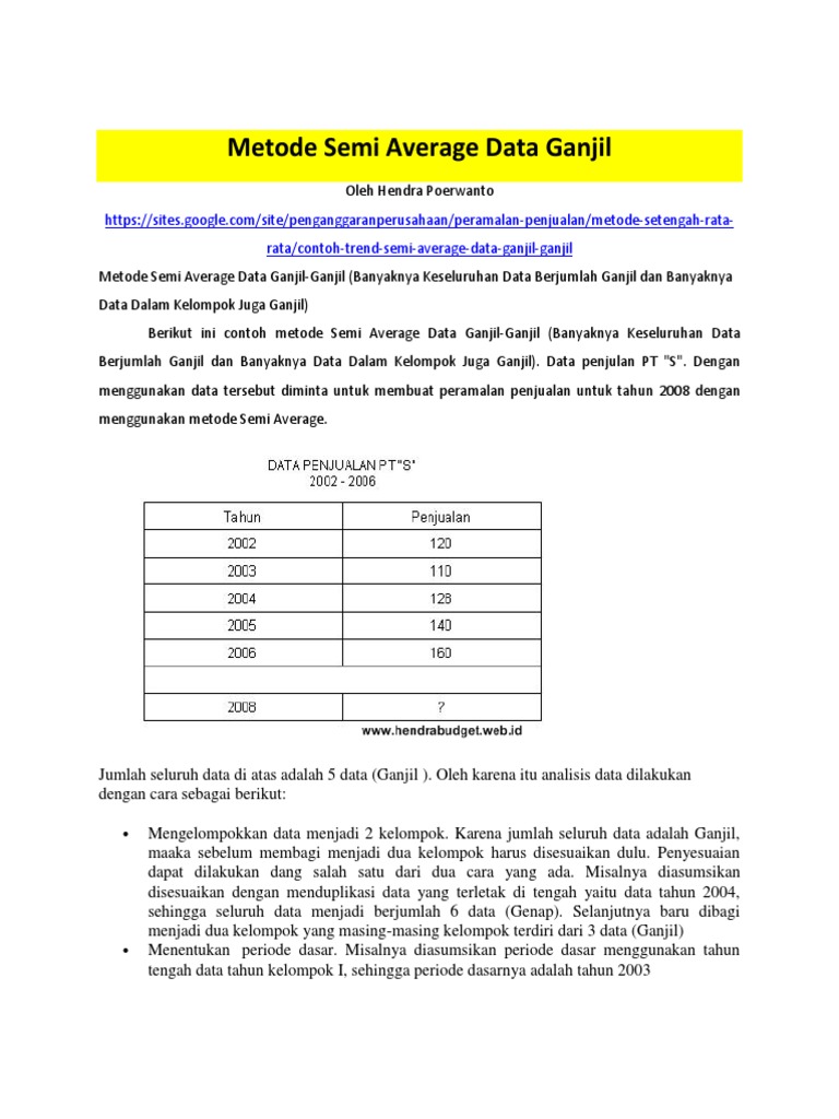 Metode Semi Average Data Ganjil PDF | PDF