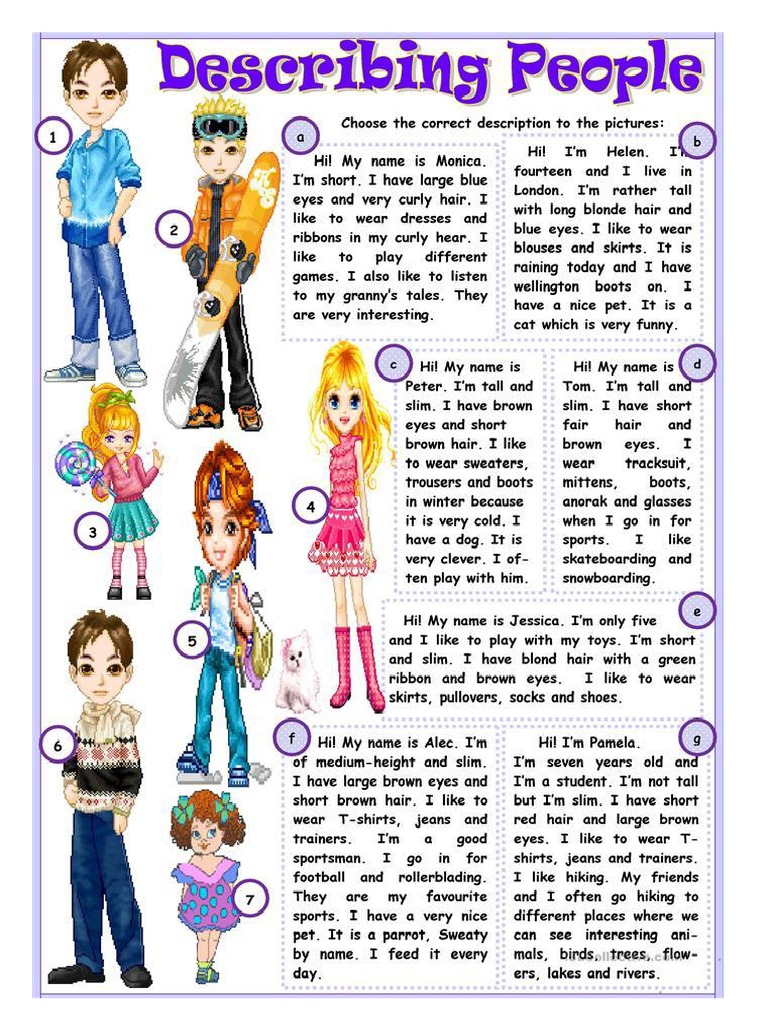 Ficha Describiendo Personas | PDF