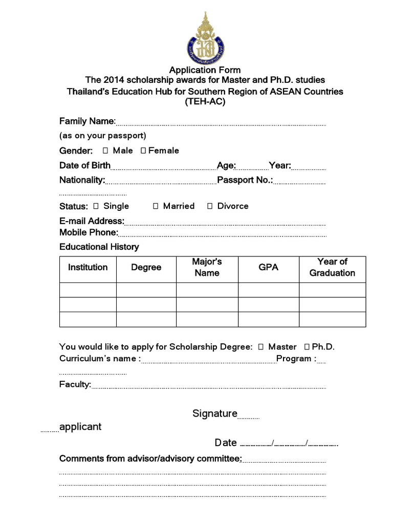 Scholar Applicationform | PDF