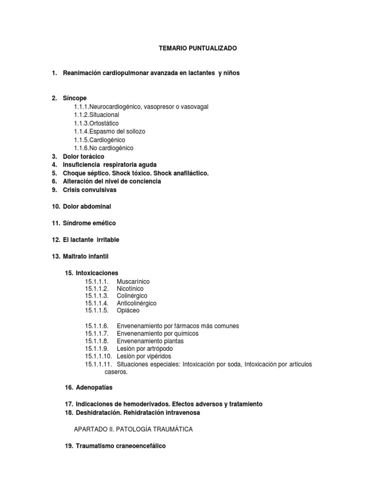 Temario Enarm | PDF | Infantes | Enfermedades y trastornos humanos