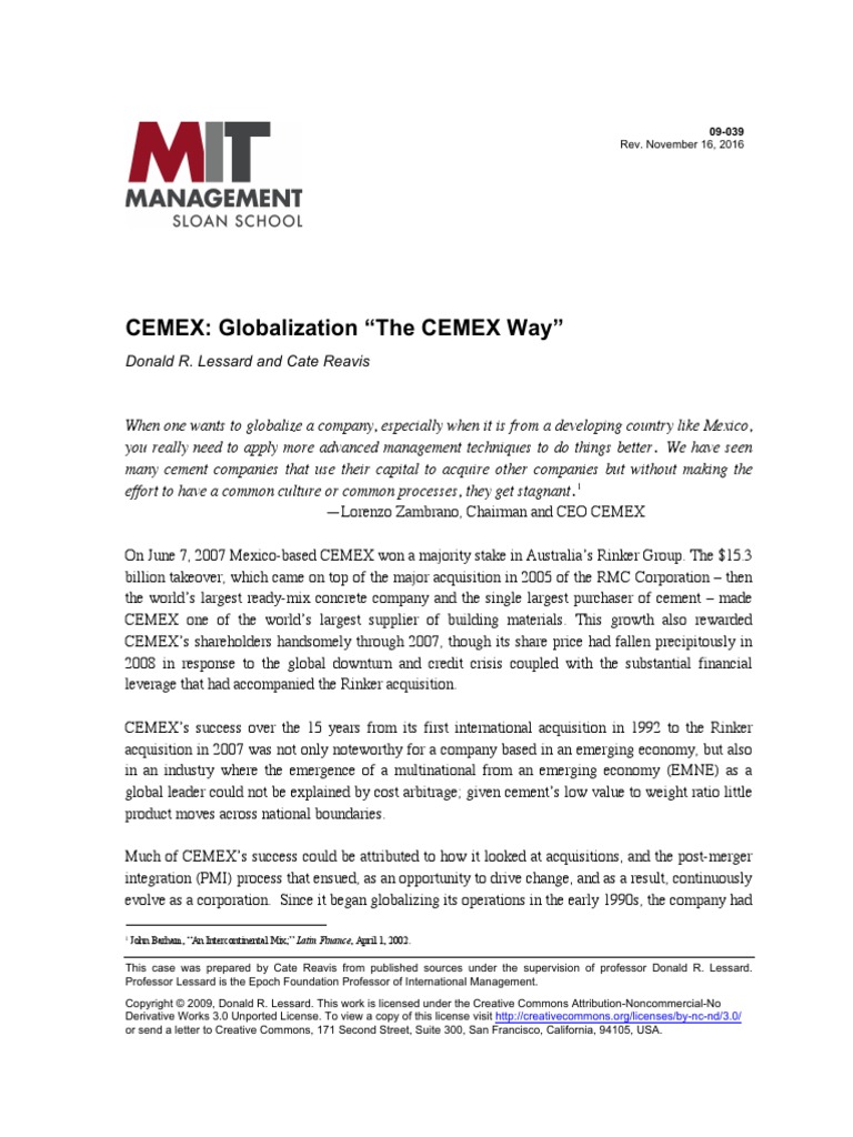 The Cemex Way PDF | PDF | Mergers And Acquisitions | Mexico