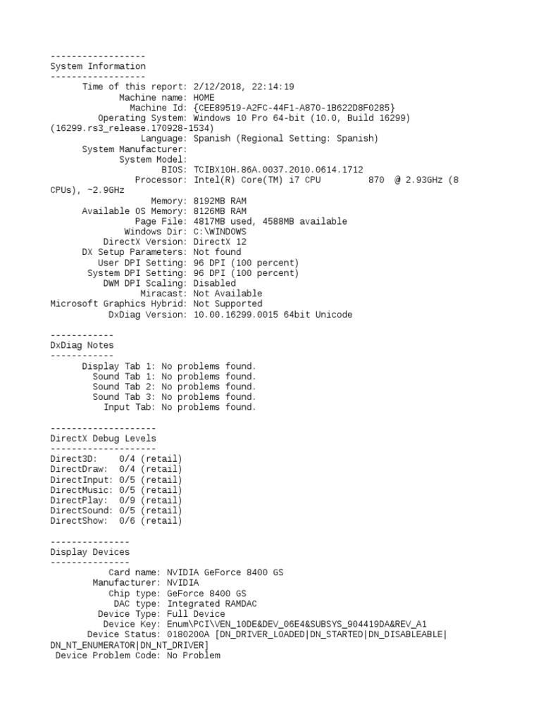 DX Diag | PDF | Device Driver | Codec