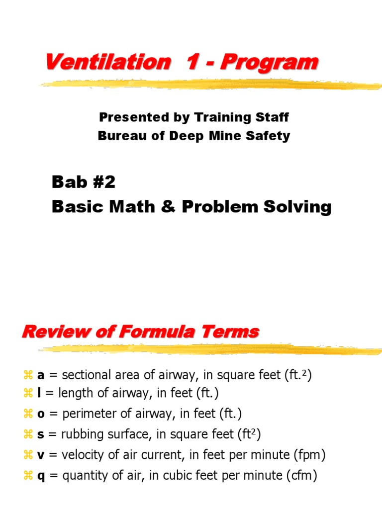 Ventilation 1 - Program: Bab #2 Basic Math & Problem Solving | PDF ...