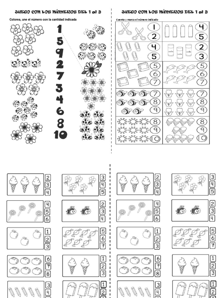 JUEGO CON LOS NÚMEROS DEL 1 Al 9 | PDF