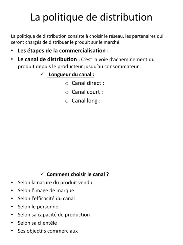 Politique de distribution et canaux efficaces | PDF | Affaires