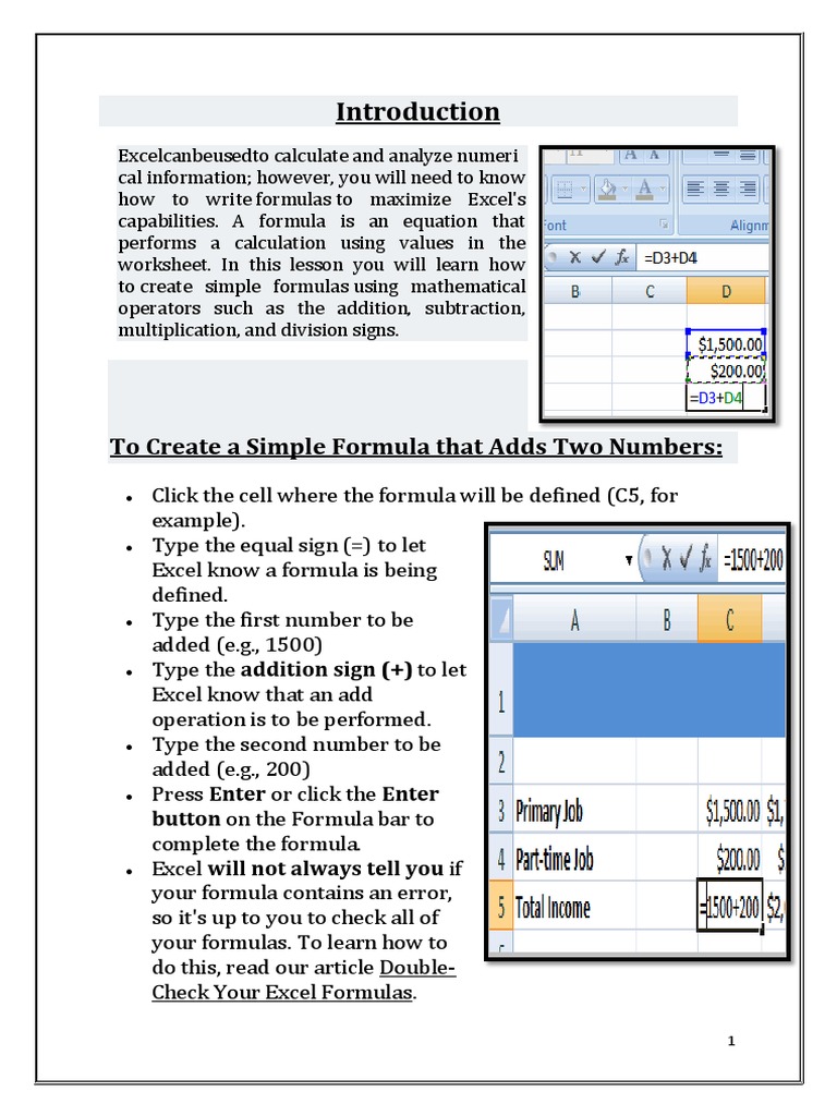 5 Creating Simple Formulas | PDF | Formula | Microsoft Excel
