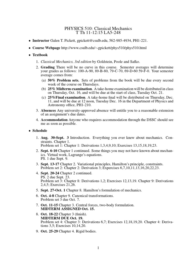 PHYS 510 Syllabus | PDF | Mathematical Physics | Theoretical Physics PHYS 510 Syllabus | PDF | Mathematical Physics | Theoretical Physics