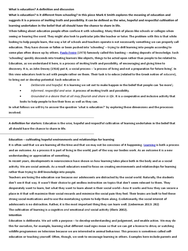 What Is Education | PDF | Schools | Learning