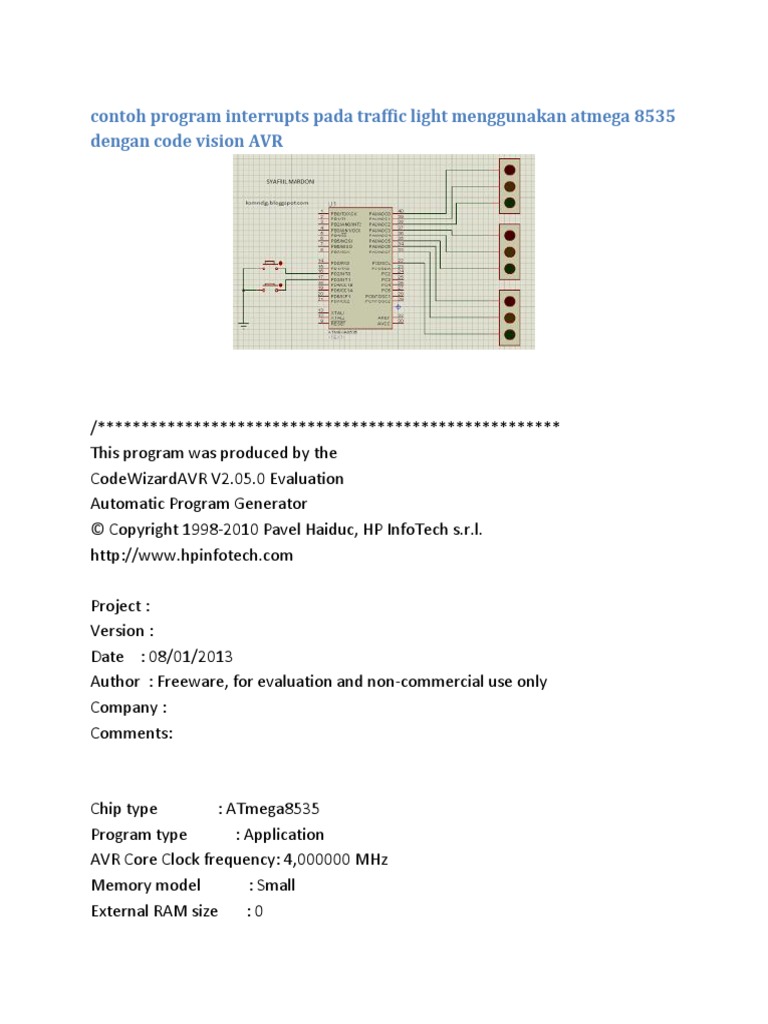 Contoh Program Interrupts Pada Traffic Light Menggunakan Atmega 8535 Dengan Code Vision AVR ...