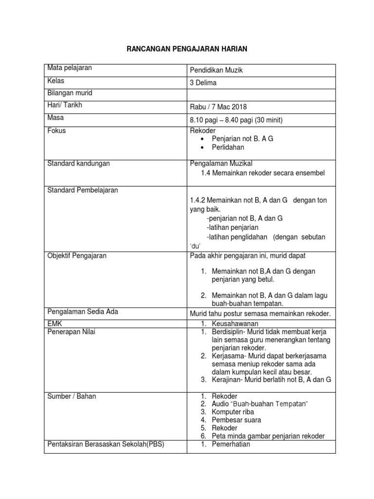 MENINGKATKAN KEMAHIRAN BERMAIN REKODER MELALUI PENJARIAN NOT B, A DAN G ...