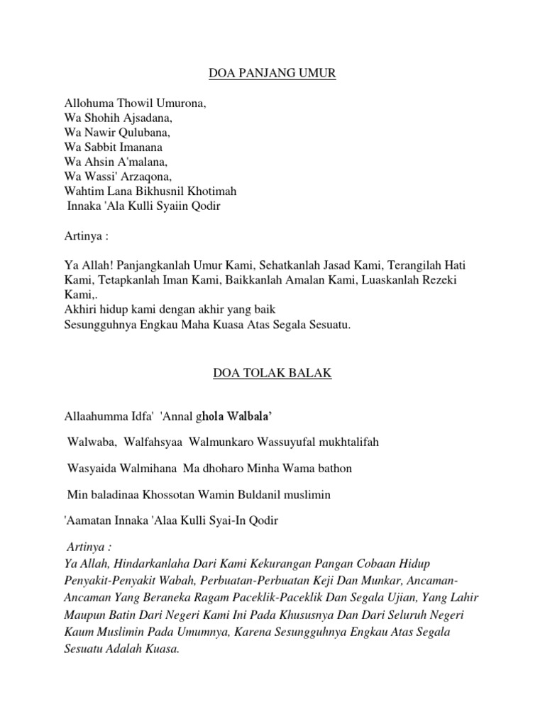 Doa Panjang Umur | PDF