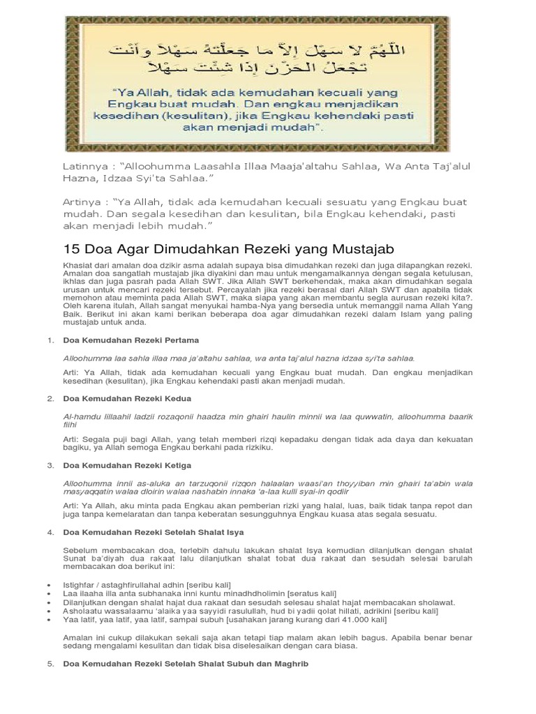 Doa Pembuka Rezeki | PDF