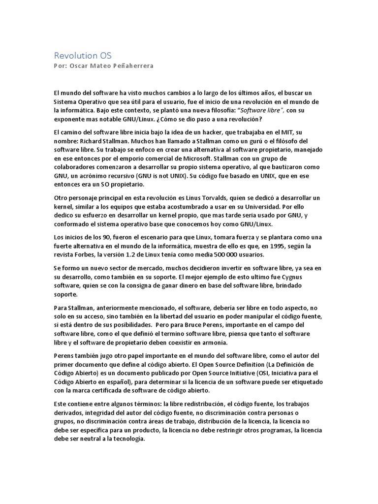 Revolution OS | PDF | Free Software | Intellectual Works