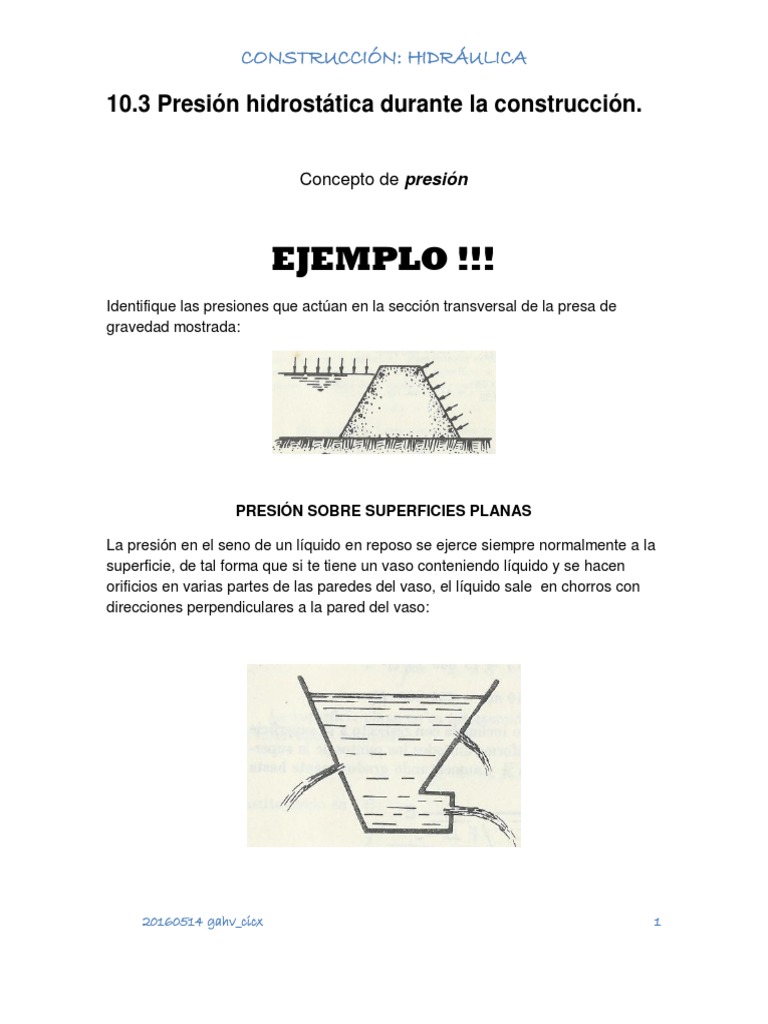 Ejemplos de presión hidrostática en construcción | PDF | Presión | Líquidos