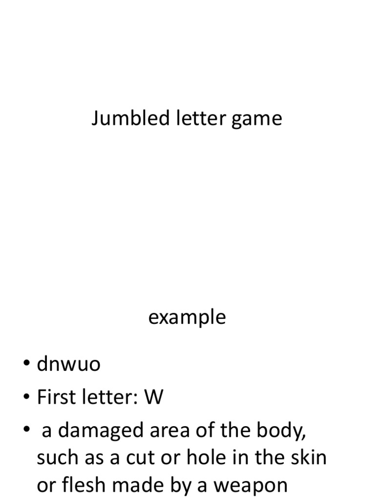 Jumbled Letter Game Wound | PDF | Wound | Surgical Suture