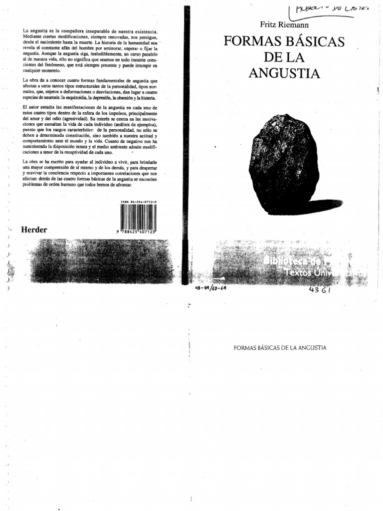 Formas Basicas de La Angustia - Fritz Riemann | PDF