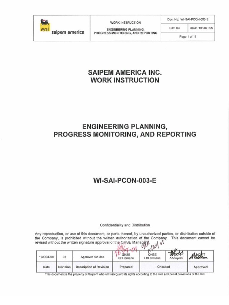 Engineering Planning Progress Monitoring And Reporting Pdf