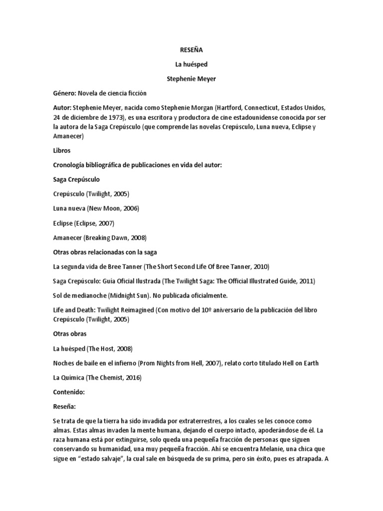 Reseña Del Libro | PDF | Crepúsculo (serie de novelas) | Cortejo