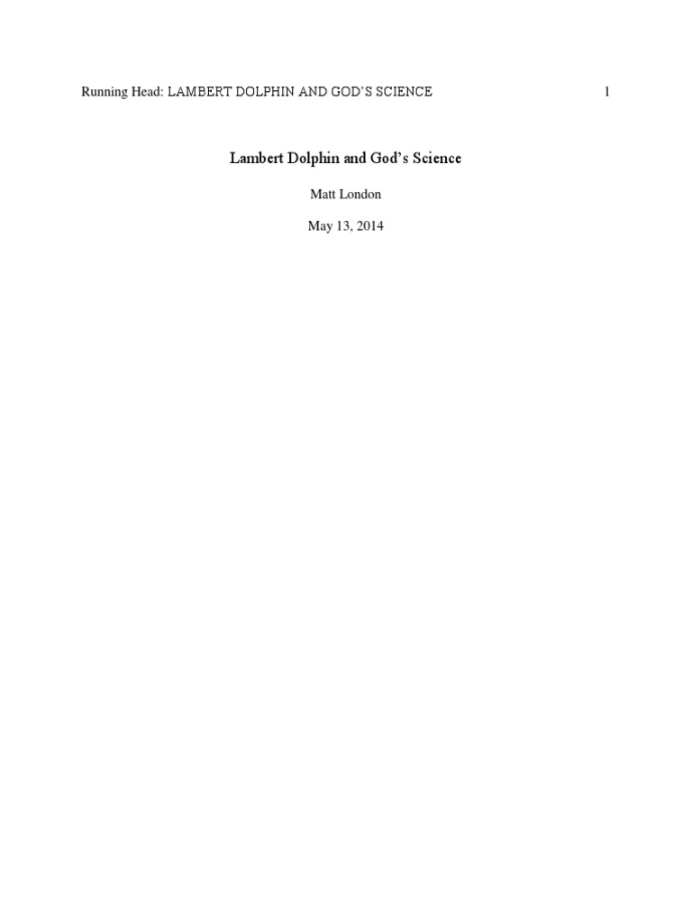 Lambert Dolphin: Science and Theology | PDF | Adam And Eve | Jesus