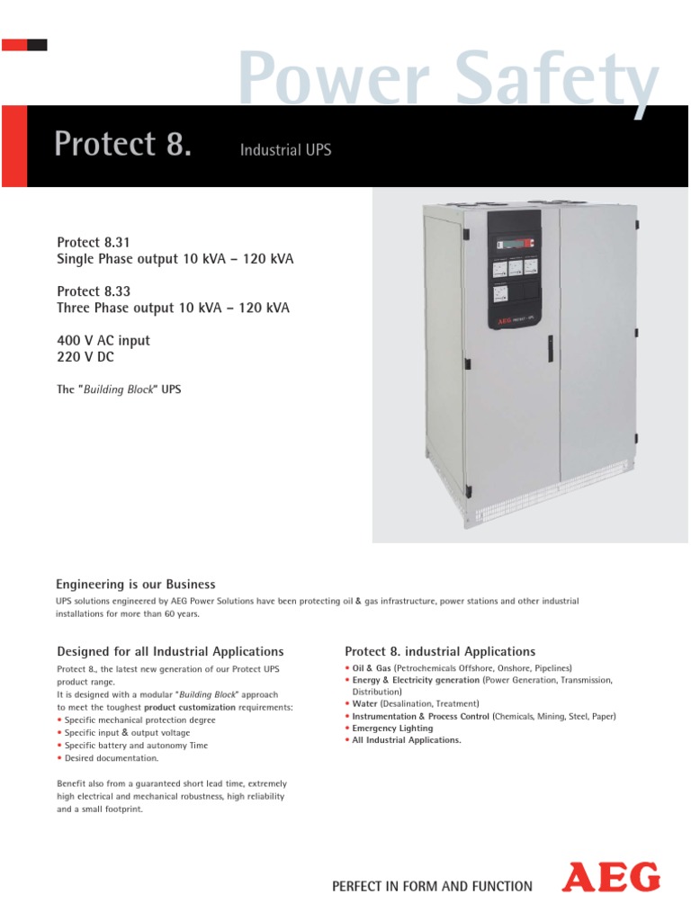 AEG Protect 8 Industrial UPS Overview | PDF | Rectifier | Power Inverter