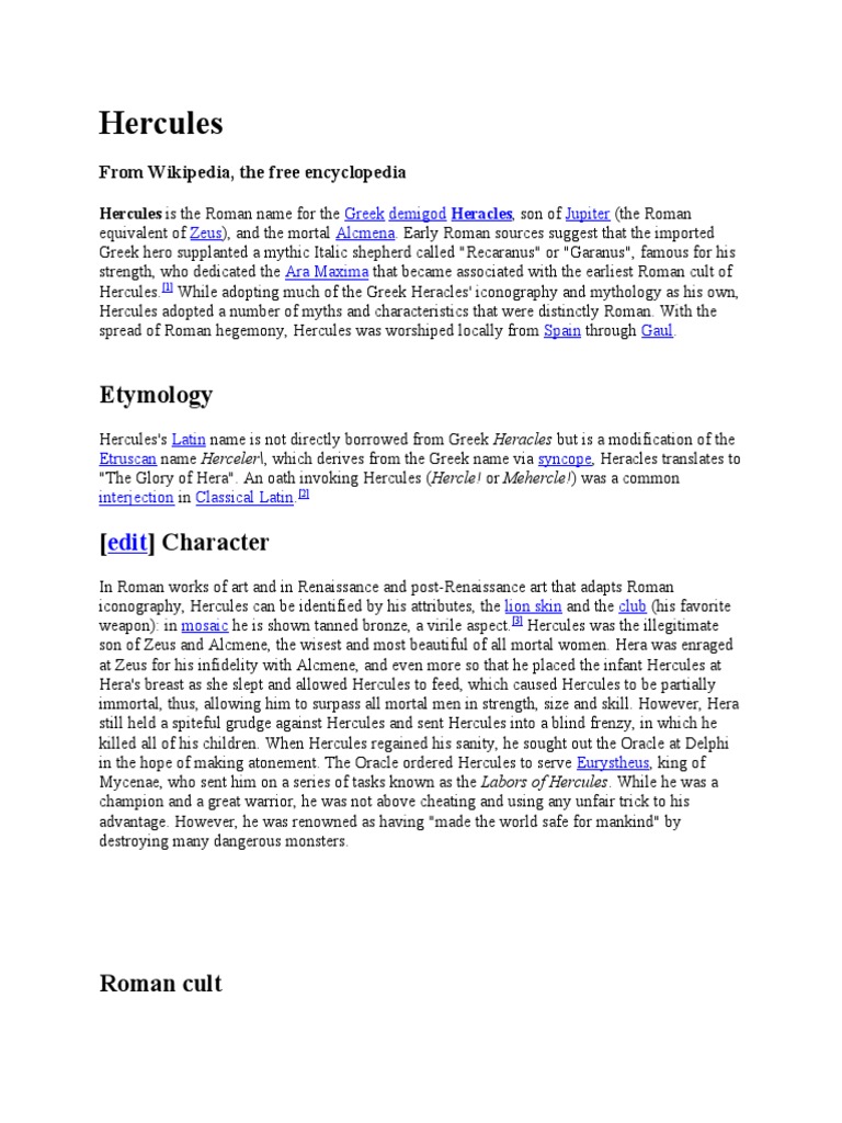 Hercules | PDF | Hera | Demigods Of Classical Mythology