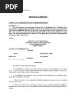 Sample Replevin | PDF | Plaintiff | Complaint