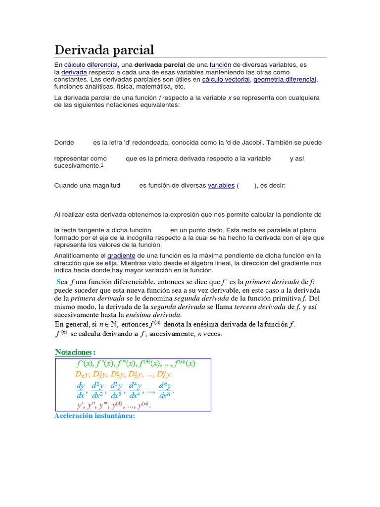 Derivada Parcial | PDF | Derivado | Análisis funcional