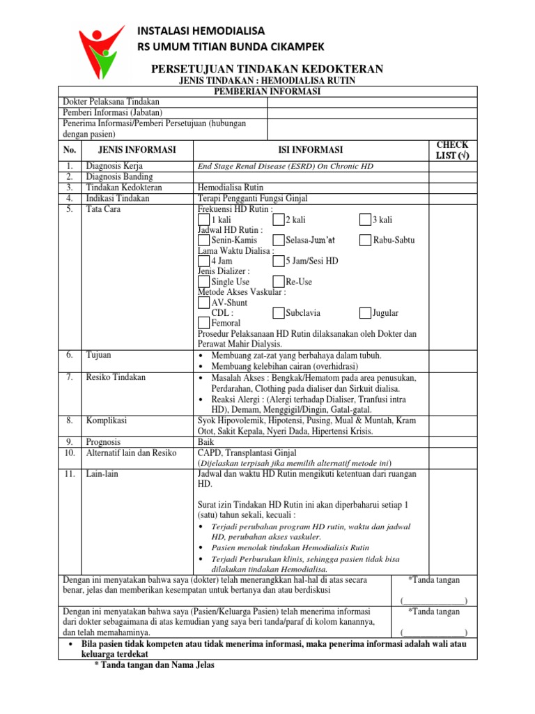 Form Persetujuan Tindakan | PDF
