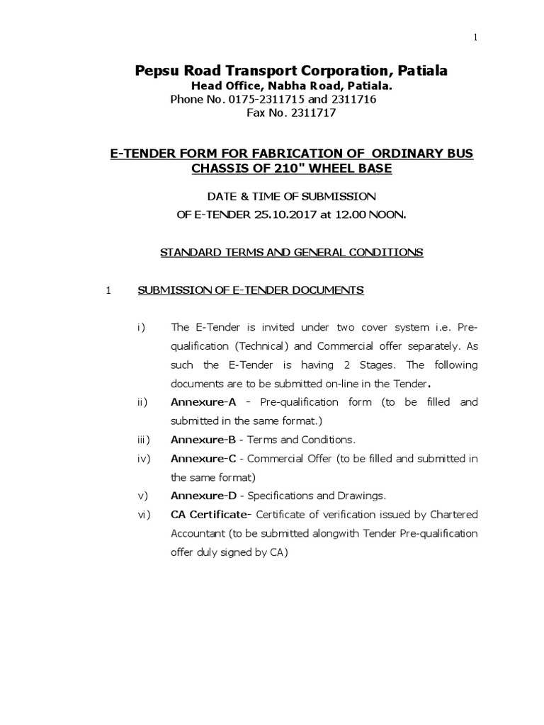 Tender | PDF | Guarantee | Bus