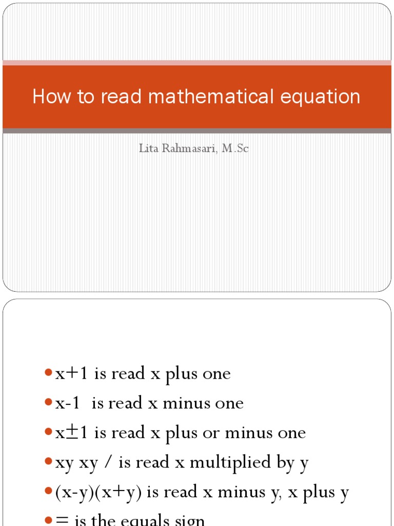 BIF - Bu LitaHow To Read Mathematical Equation | PDF | Algebra ...
