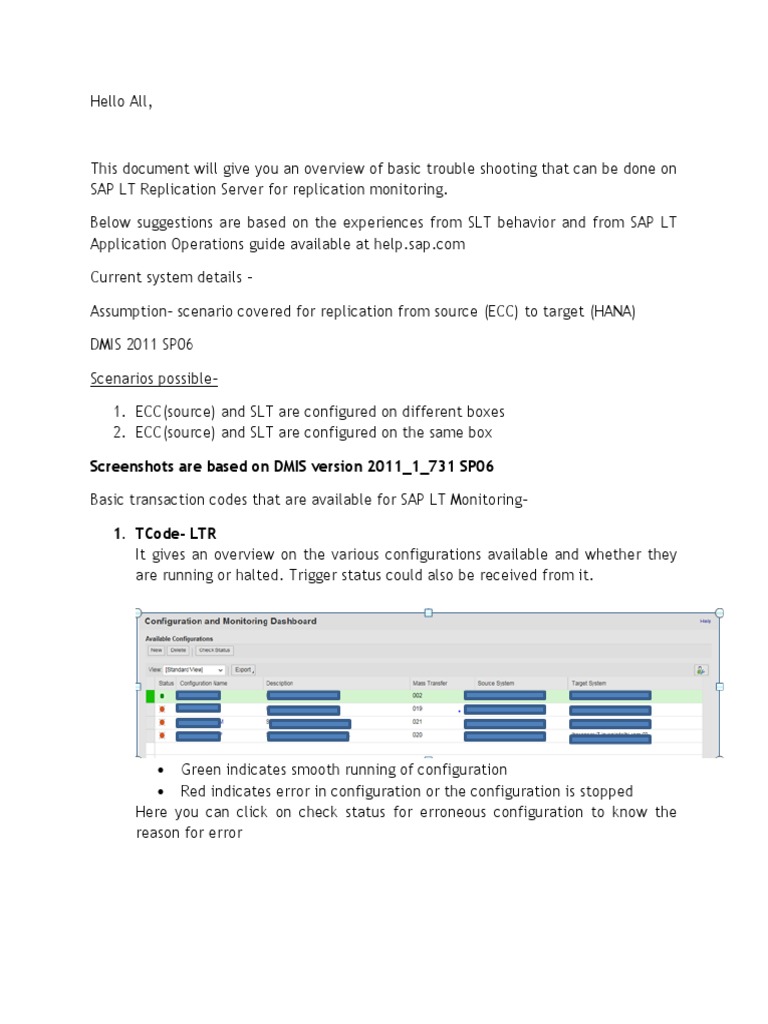 SAP LT Replication Server Troubleshooting Guide | PDF